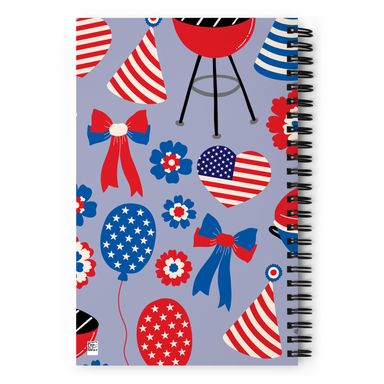 Patriotic 4th of July Icons on Heather Purple Spiral Notebook - Merchlet